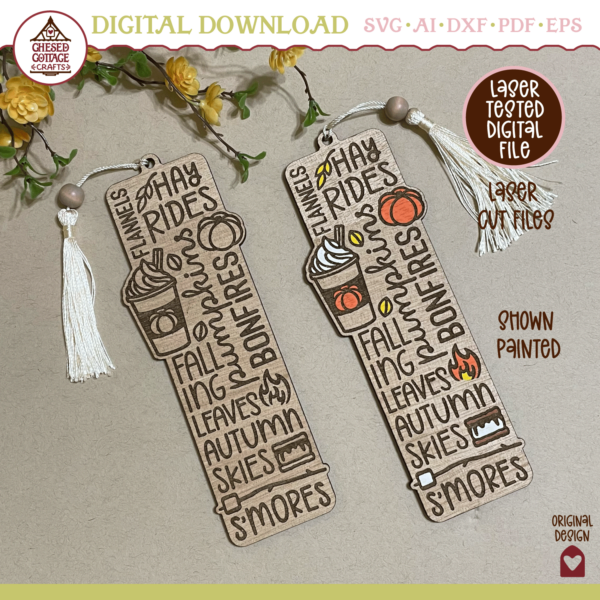 Fall Words Bookmark Laser - Chesed Cottage Crafts | SVG File | Craft ...